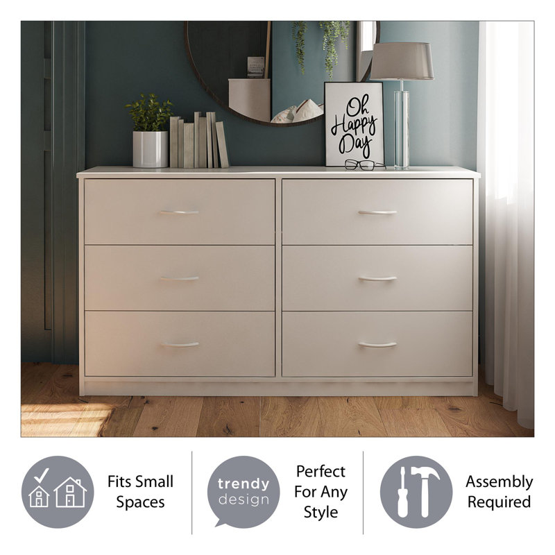 DHP Emery 6 Drawer Dresser Walnut Wayfair